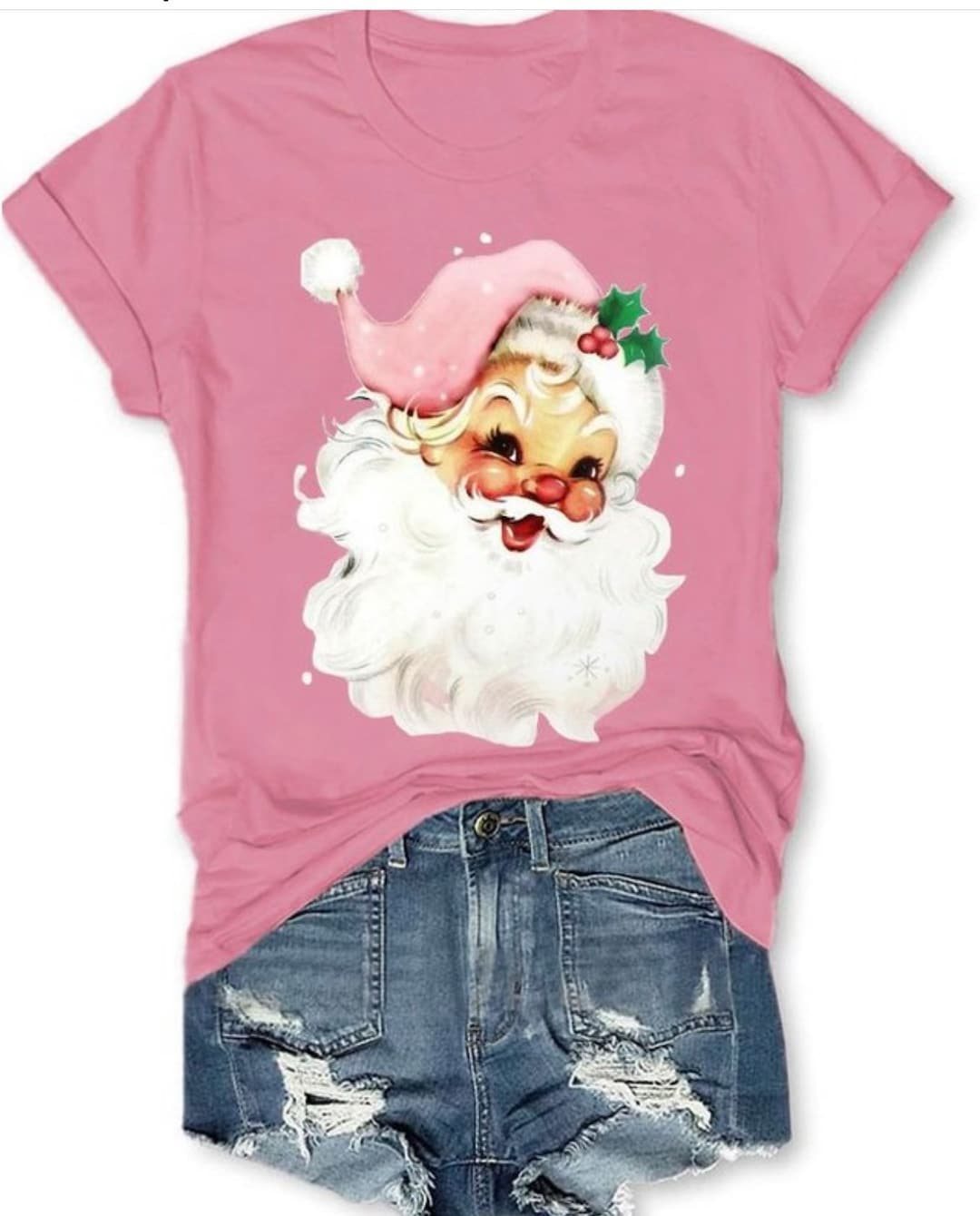 Vintage Santa T Shirt, Retro Christmas T Shirt, Pink Santa Shirt - Etsy