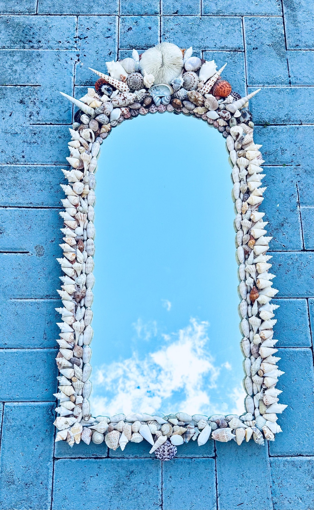 Shell Mirror Vintage Shell Wood Mirror Beautiful Palm Beach Decor ...