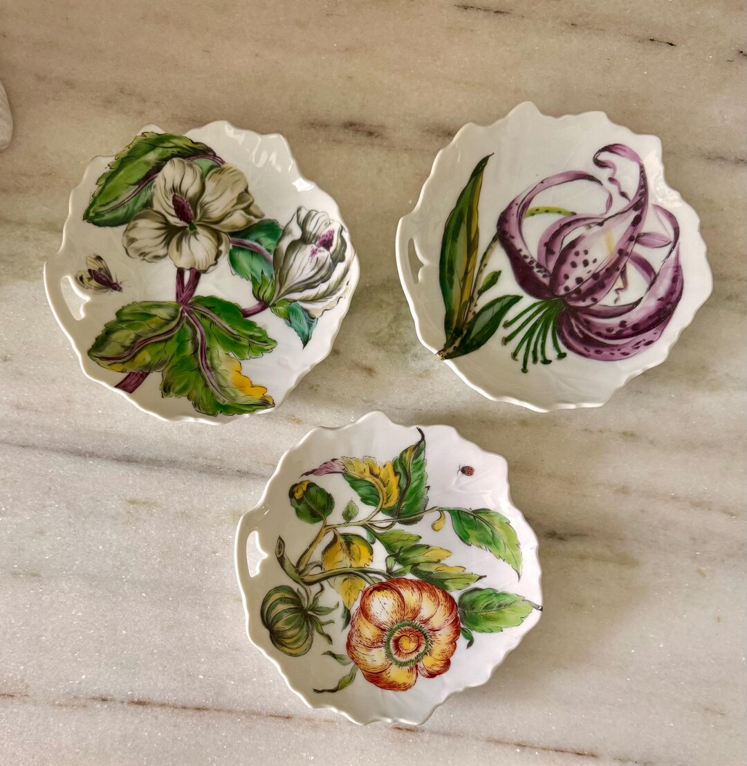 Montahedeh Plate Dish the Exoctic Plant Collection Orchids Hand Painted ...