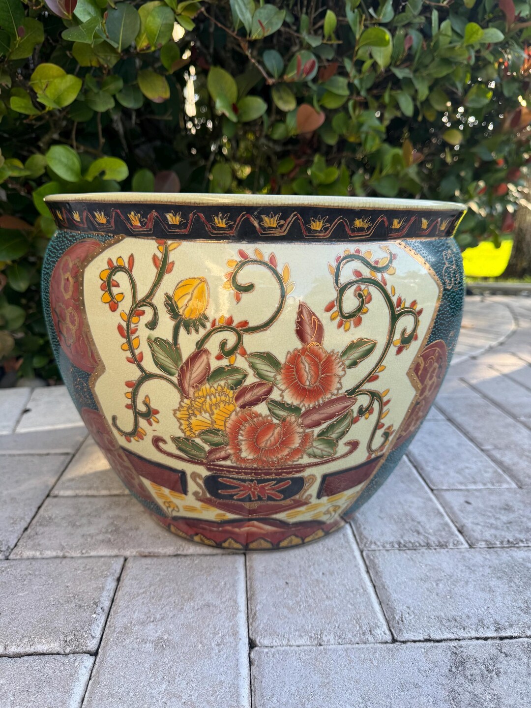Satsuma Fish Bowl Planter Fish Pot Asian Planter Beautiful Pattern ...