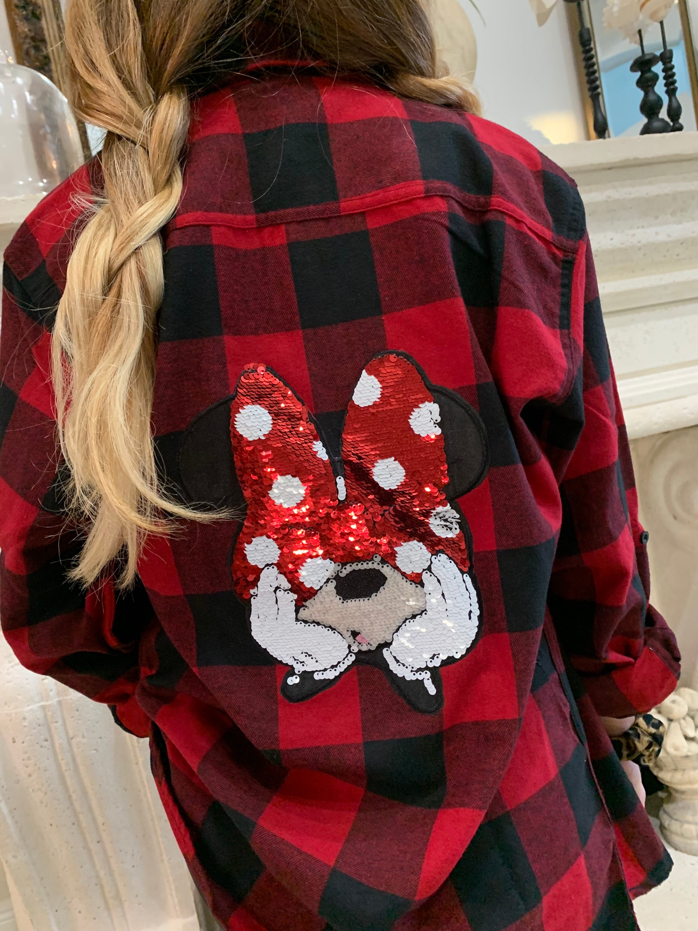 Minnie Mouse Buffalo Plaid Flannel Shirt Minnie Bow Shirt, Minnie Mouse ...