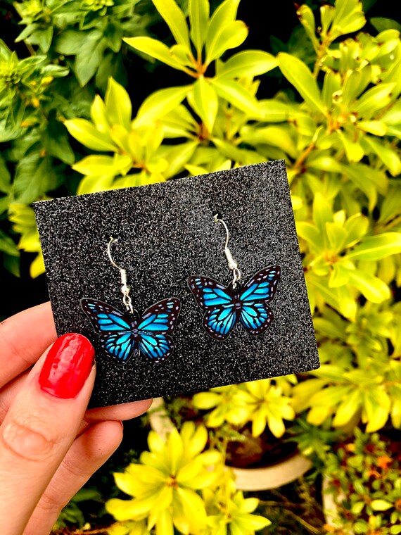 Teal tik tok trend butterfly earrings | Etsy