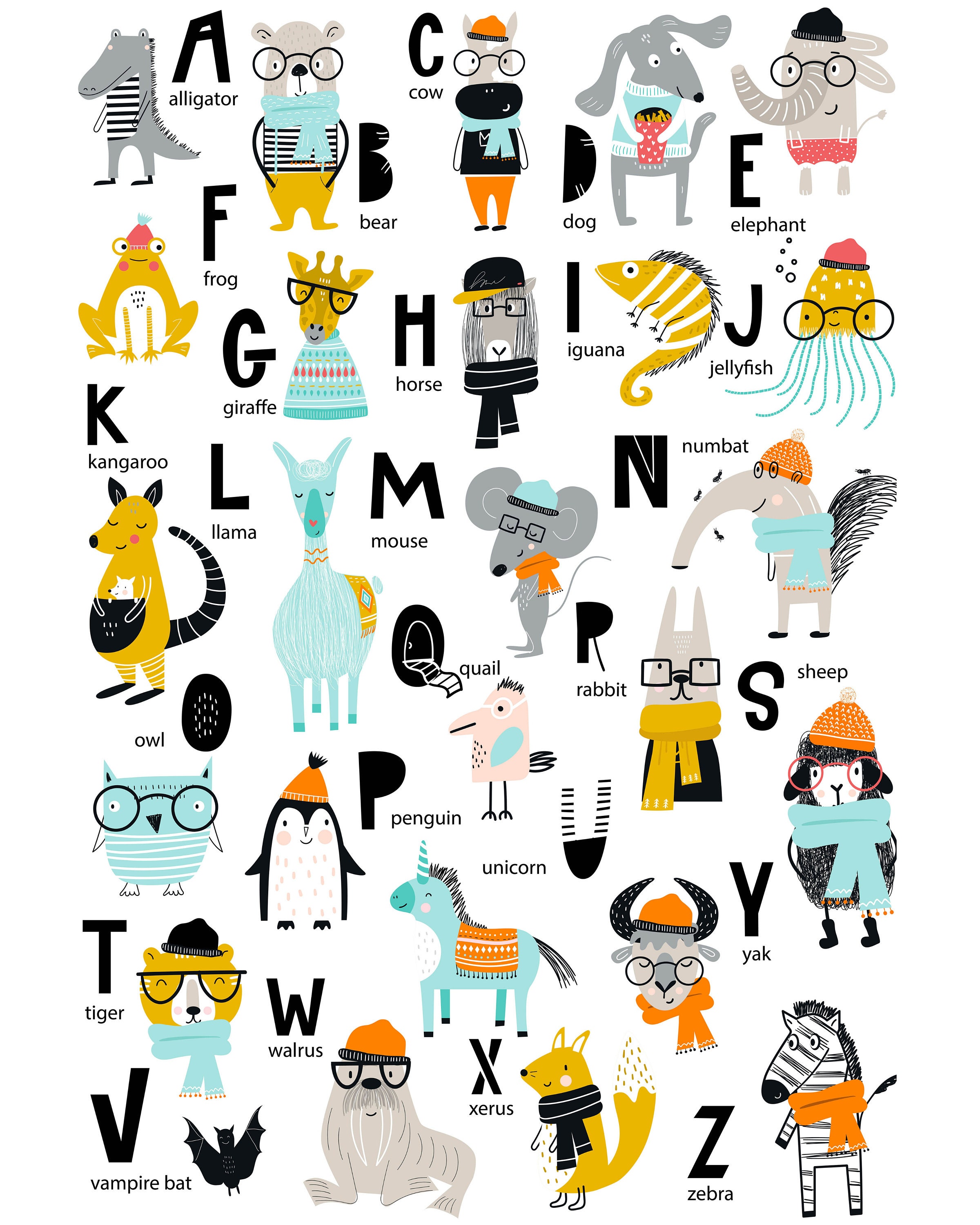 Nursery Kids Art Animal Alphabet Art Digital Download - Etsy España
