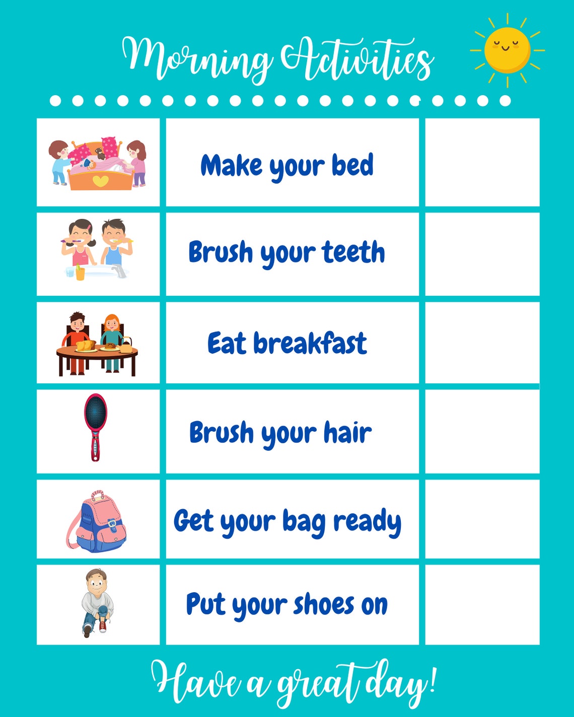 Routines Morning Activity Bedtime Activity Chore Chart Gender Neutral ...