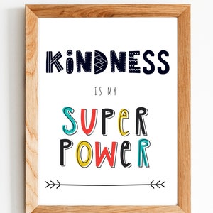 Nursery - Kids Art -kindness is My Superpower- Boys Room- Girls Room ...