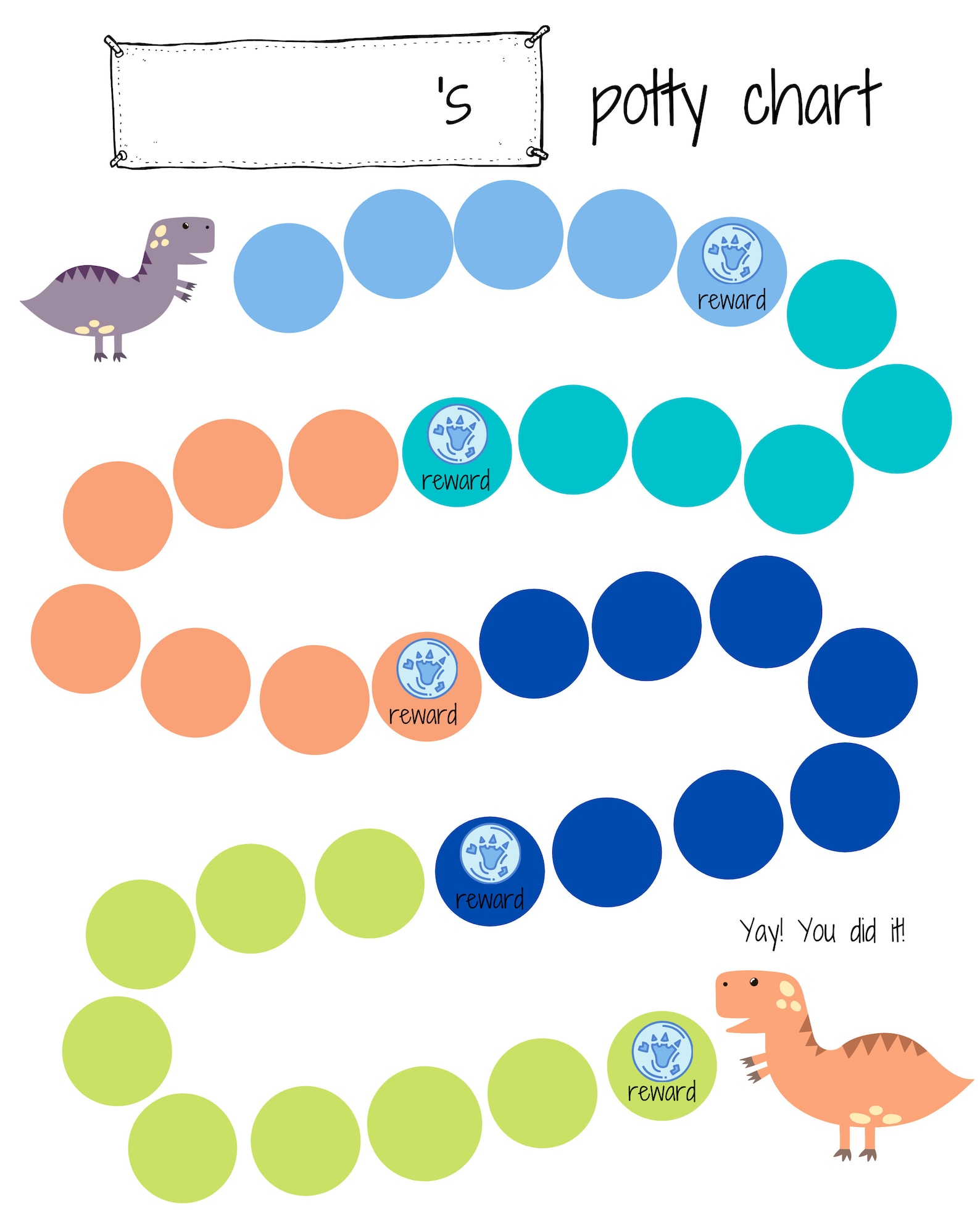 Toddler- Potty Chart- Behavior Chart- Dinosaur-unicorn-fish - Etsy