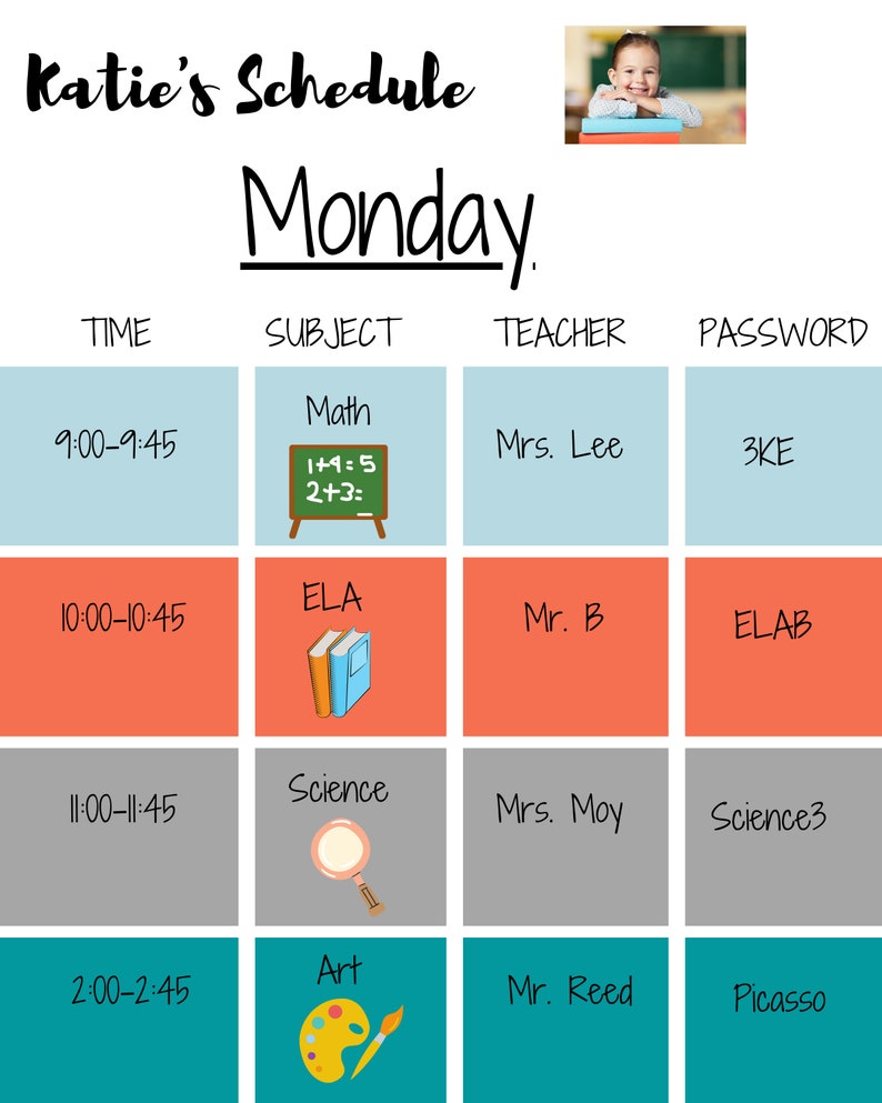 Remote Learning Schedule- Distance Learning- Online School-homeschool ...