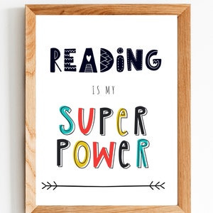 Nursery - Kids Art -reading is My Superpower- Boys Room- Girls Room ...