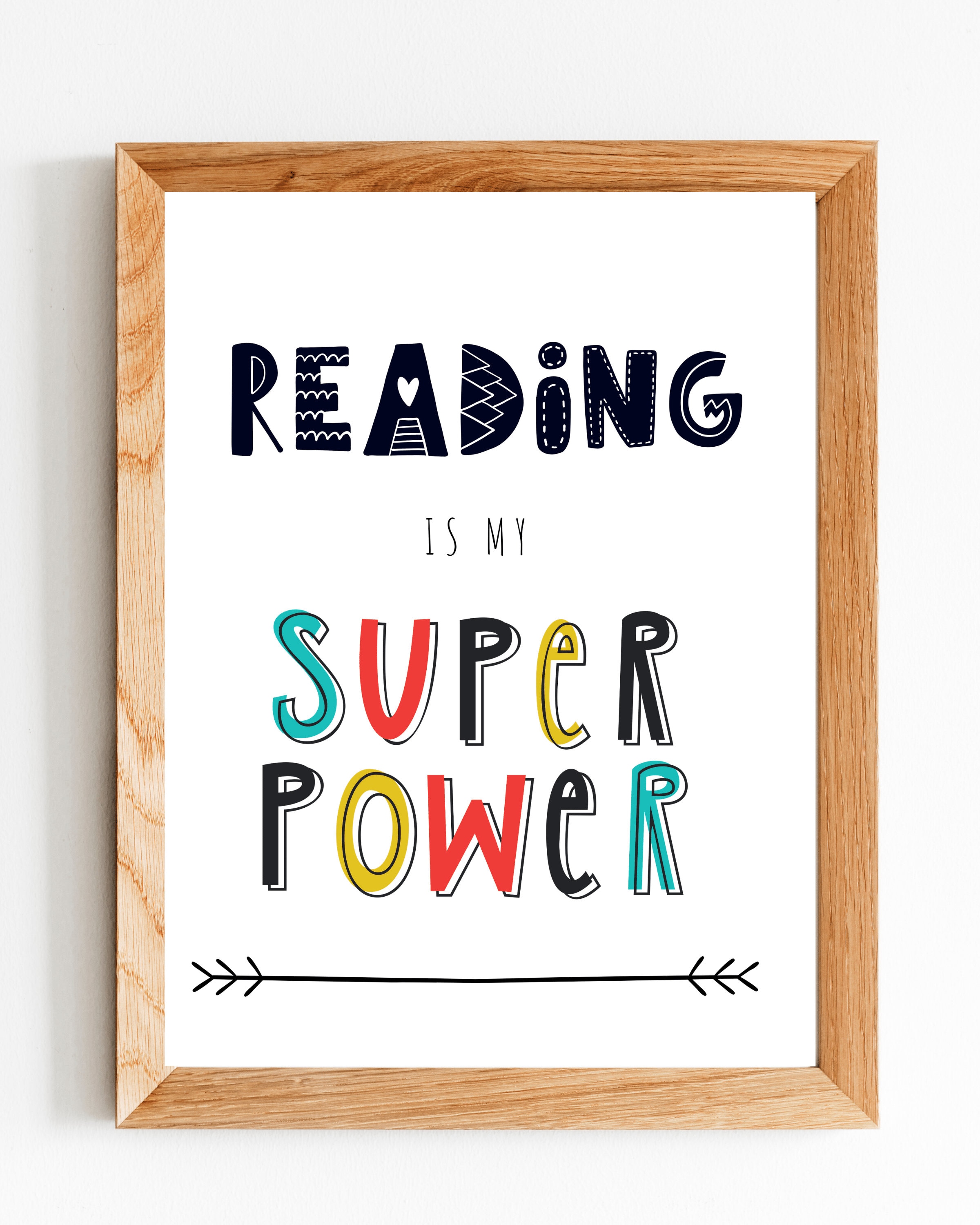 Nursery - Kids Art -reading is My Superpower- Boys Room- Girls Room ...