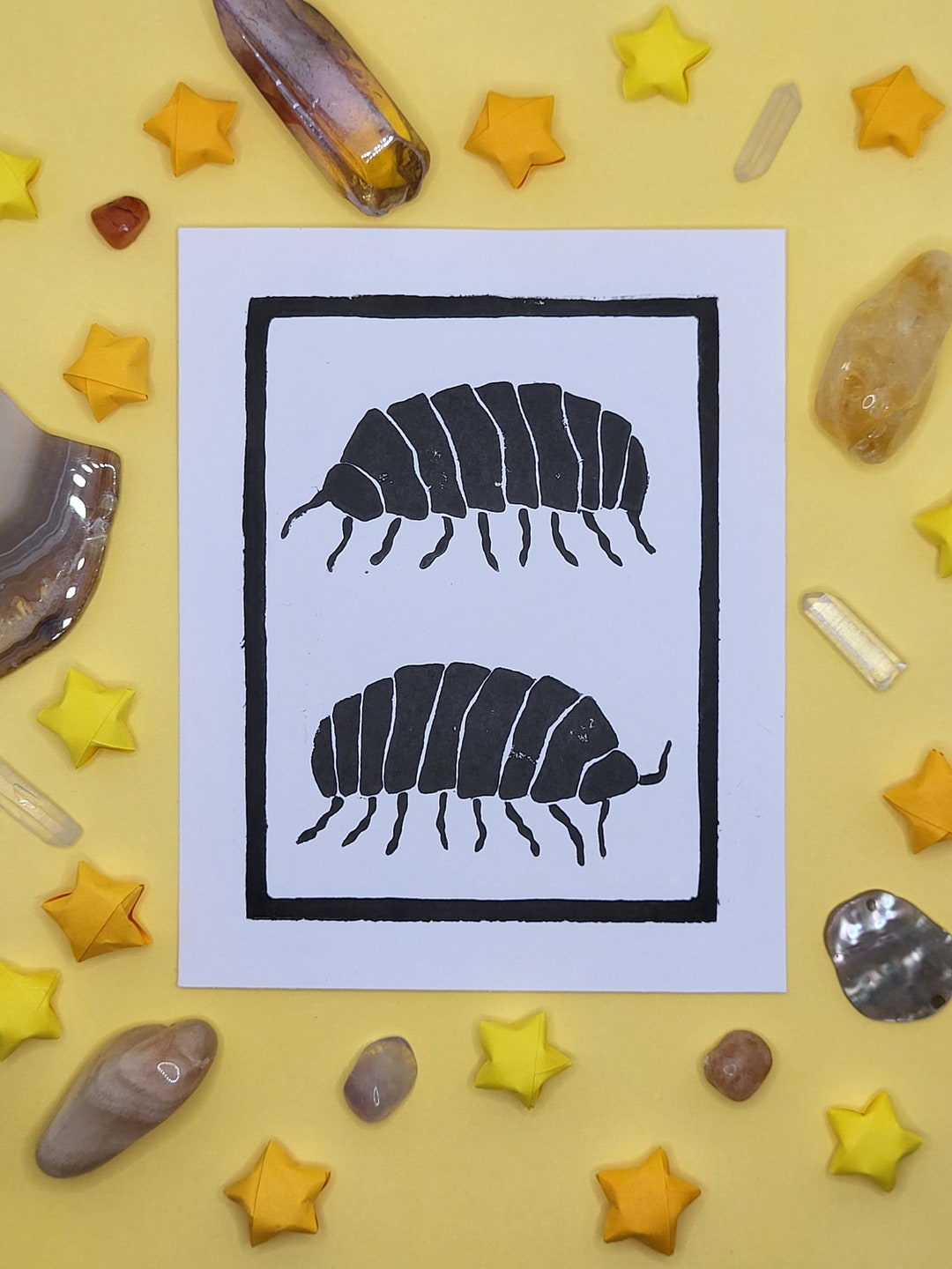Isopod Duo Lino Print | Creepy Crawlies Collection | 4x5 Lino Print - Etsy