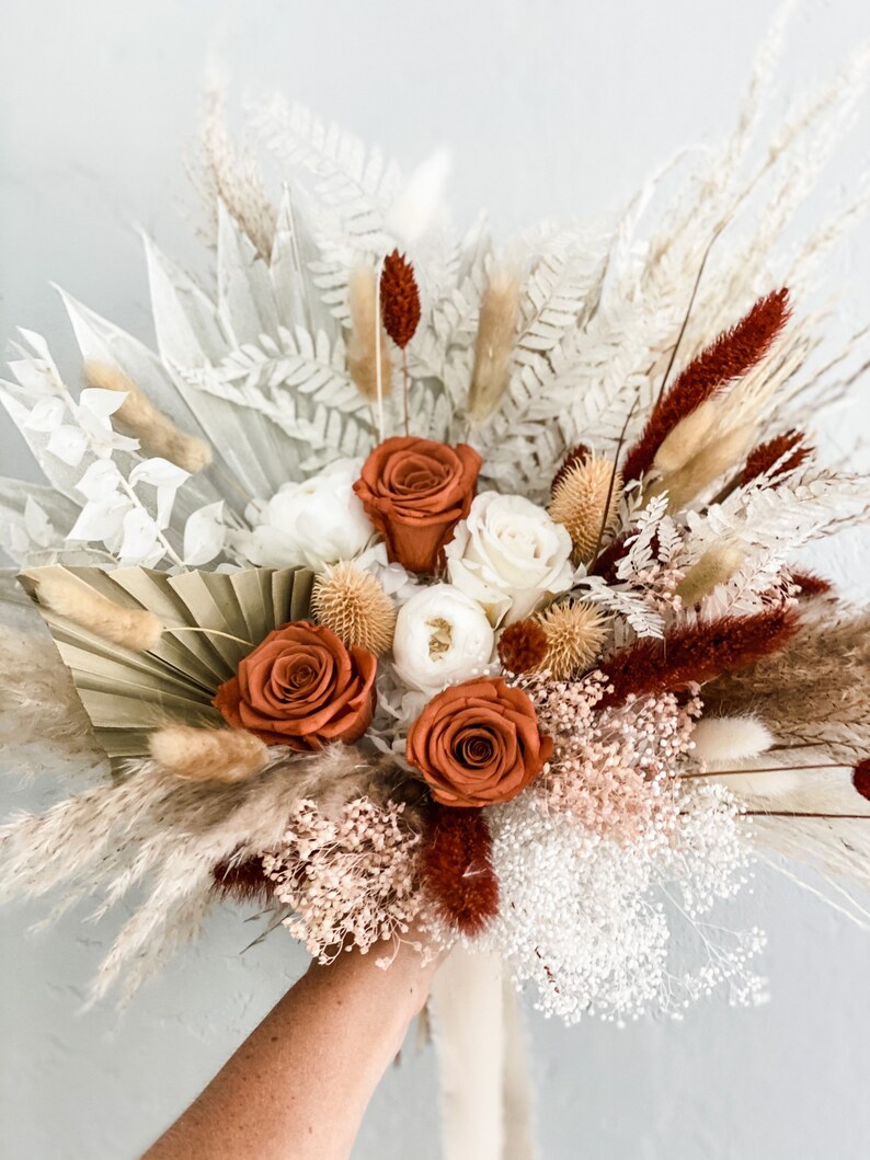 Rust Pampas Grass Bridal Bouquet Etsy