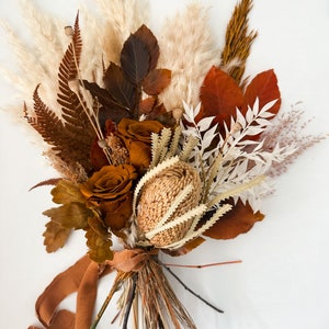 Small Toffee Rose + Fall Leaf Bouquet/ Wedding Flowers - Etsy