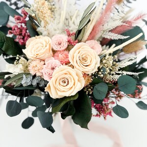 Blush Rose + Strawflower Everlasting Bouquet/ Bride and Bridesmaids ...