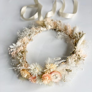 Blush Strawflower Dried Flower Crown/ Wedding Hair/ Bride and ...