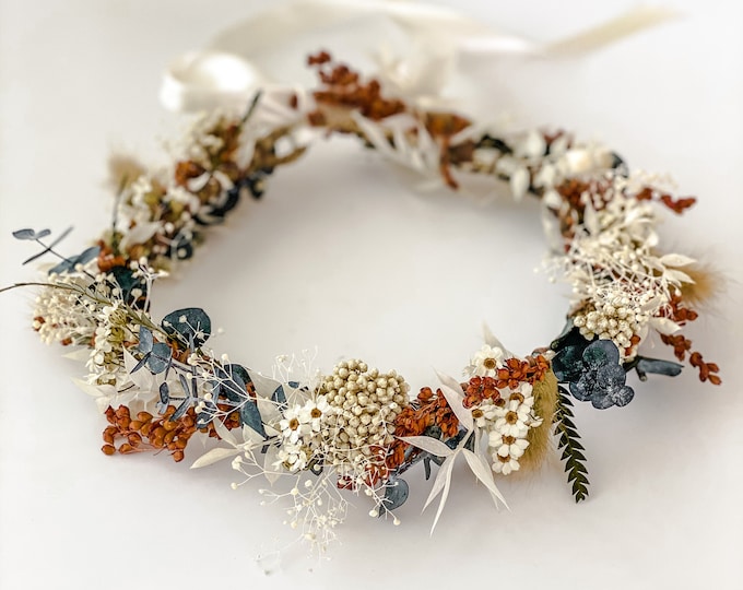 Rust Dried Flower Crown for Weddings Photoshoots Showers | Etsy