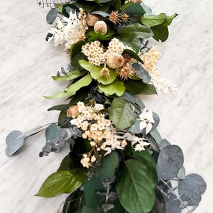Dried Greenery, Tan and Flower Garland/ Fall Centerpiece/ Mantle Piece ...