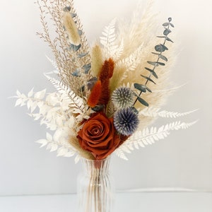 Rust + Dusty Blue Dried Flower Bud Vase Arrangement, Wedding Flowers ...
