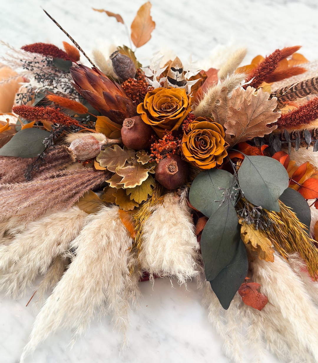 Terracotta Pheasant Feather Fall Centerpiece - Etsy