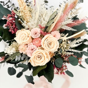 Blush Rose + Strawflower Everlasting Bouquet/ Bride and Bridesmaids ...