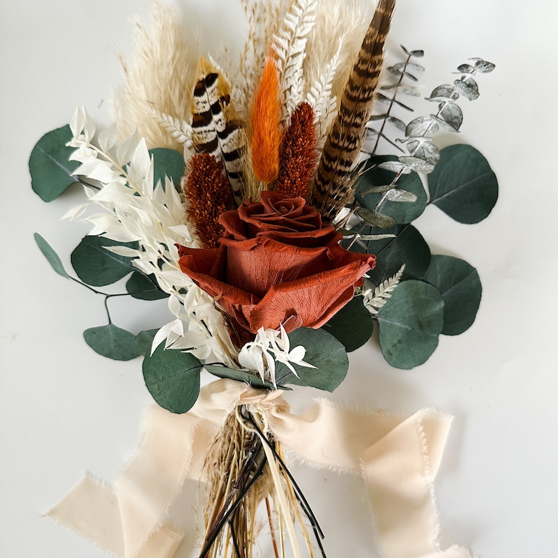 Burnt Orange & Teal Bouquet - Etsy
