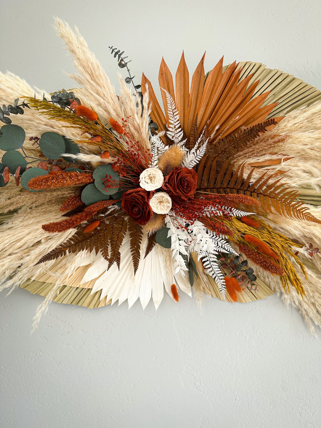 Terracotta, Rust + Greenery Pampas Grass Arch or Wall Decor, Dried ...