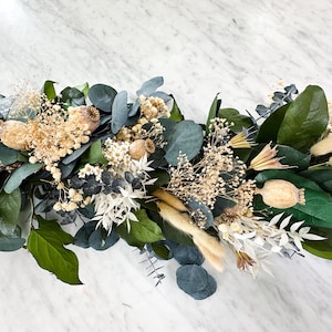 Dried Greenery, Tan and Flower Garland/ Fall Centerpiece/ Mantle Piece ...