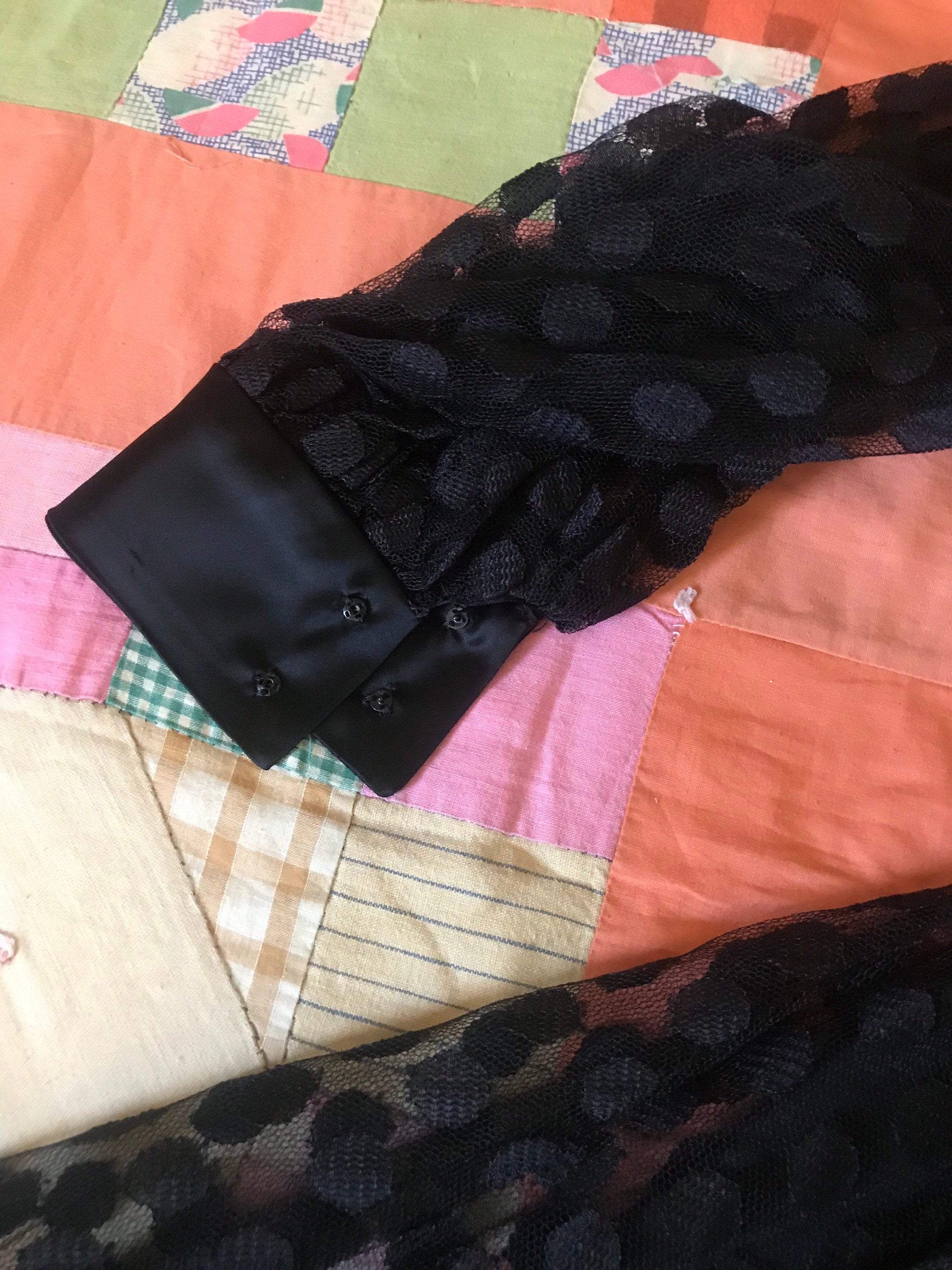 1970s Black Mesh Ruffle Dress - Etsy