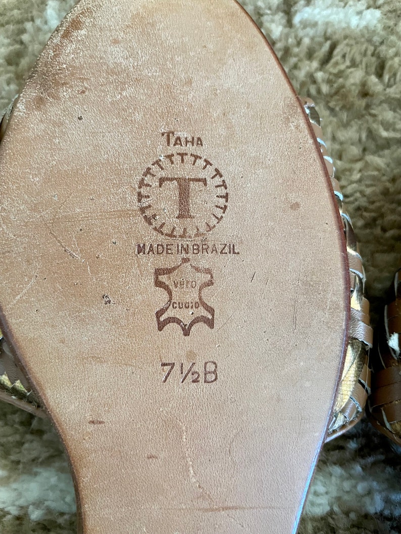 Vintage C.1980s Brazilian Made "taha" Genuine Leather Woven Gladiator ...