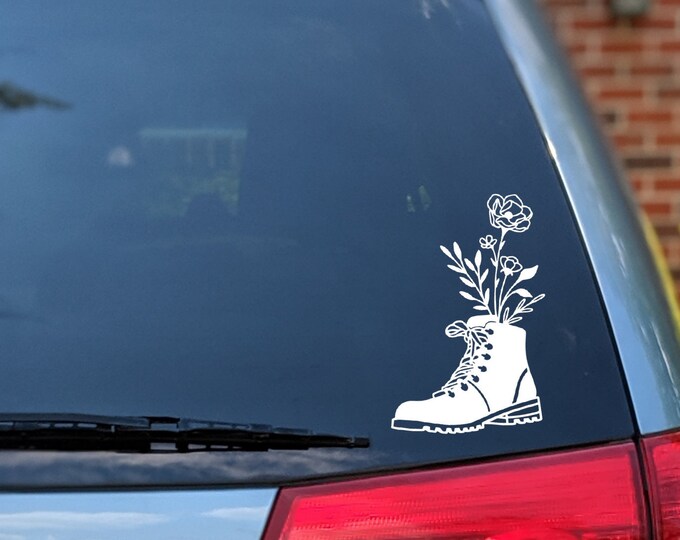 Floral Boot | Boot With Flowers | Car Decal | Vinyl Decal - Etsy