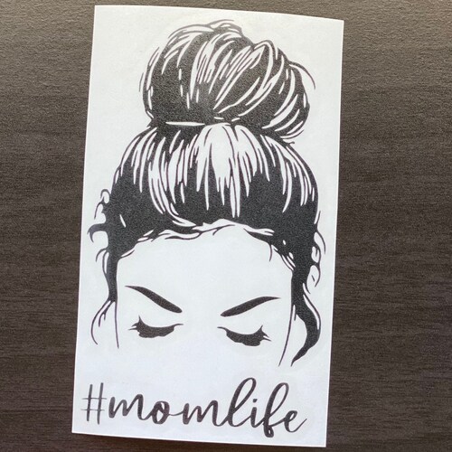 Mom Life Messy Bun and Sunglasses Decal Holographic Decal - Etsy