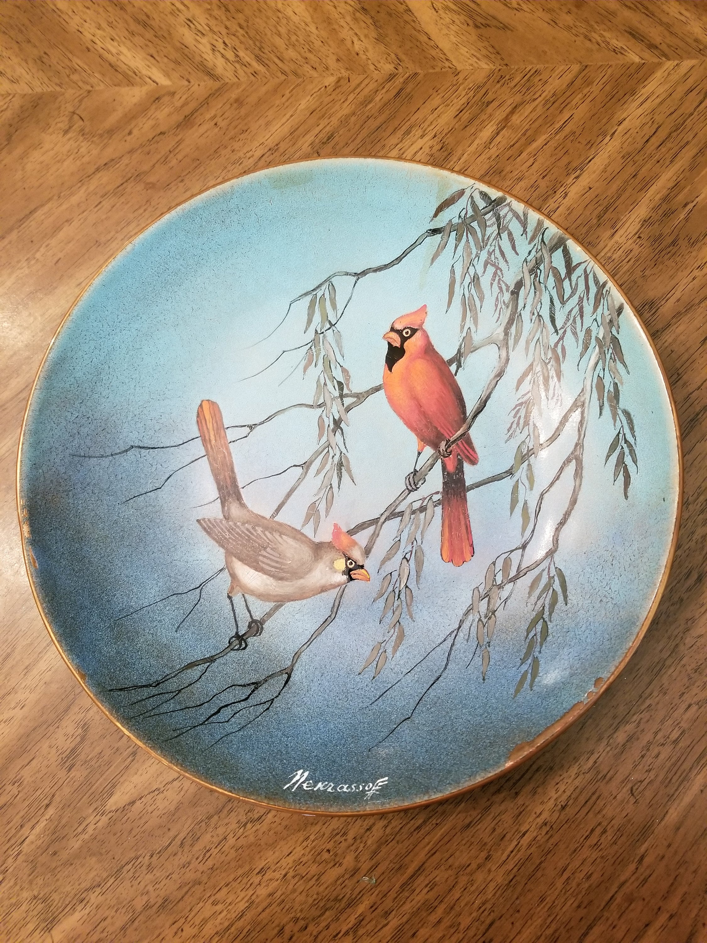 Vintage Signed Serge Nekrassoff Copper and Enamel Cardinal | Etsy