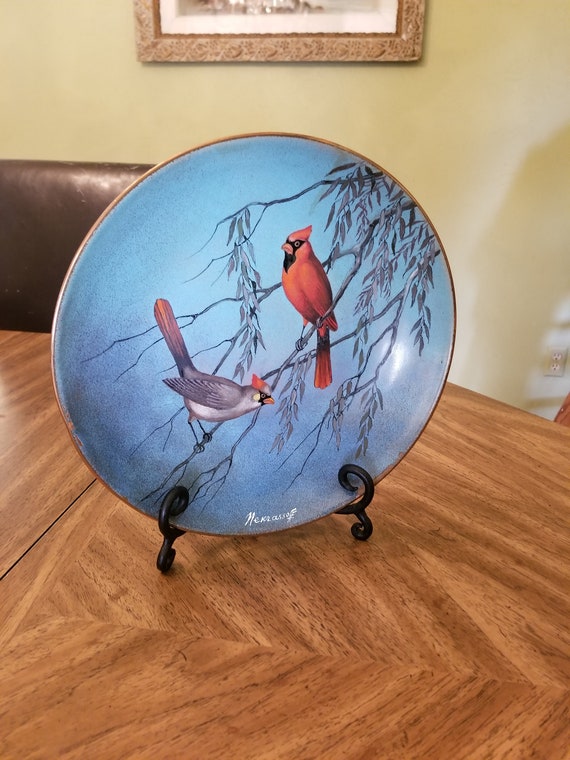 Vintage Signed Serge Nekrassoff Copper and Enamel Cardinal | Etsy