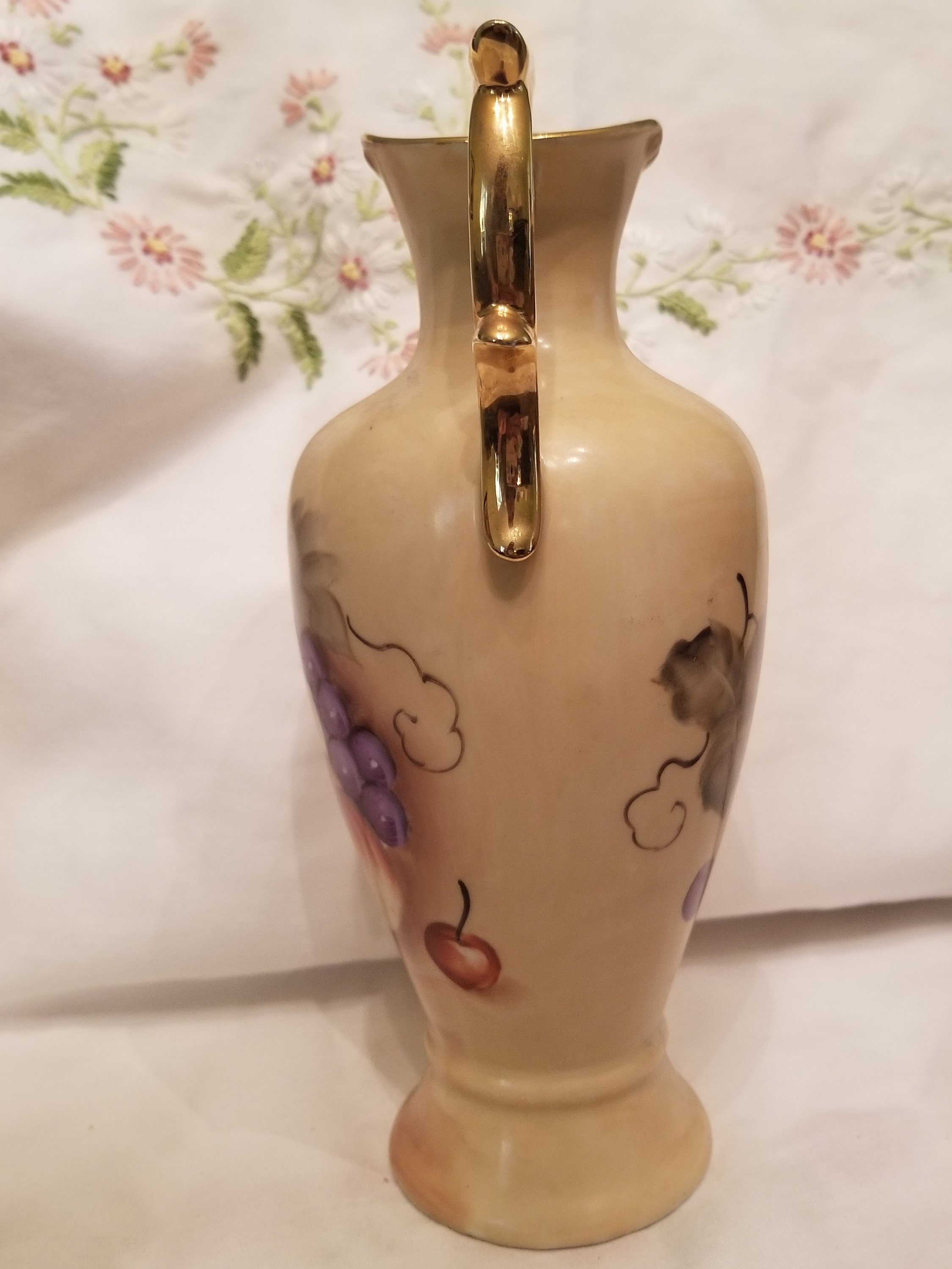 Lefton Brown and Gold Vase With Fruit Motif - Etsy