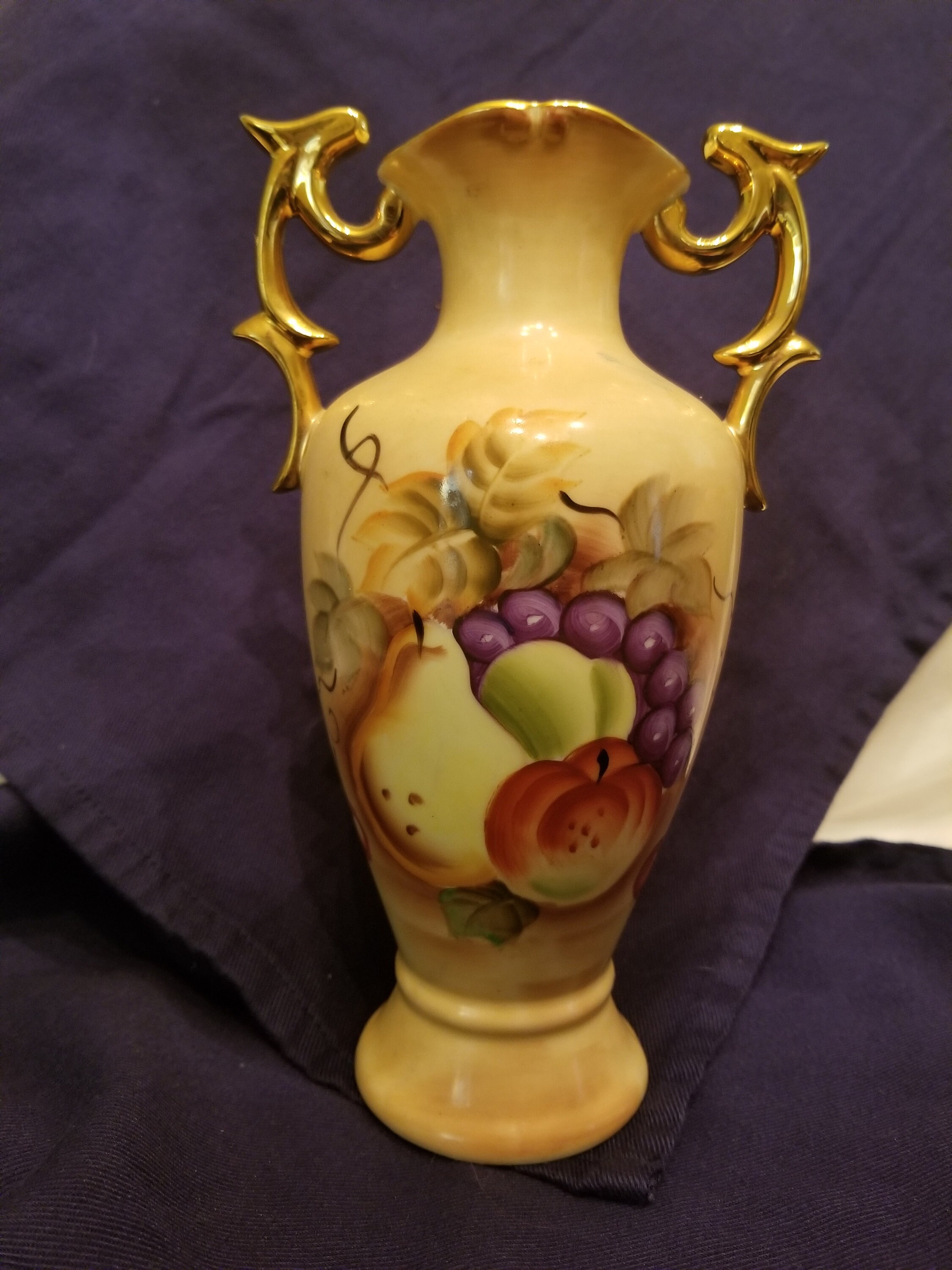 Lefton Brown and Gold Vase With Fruit Motif - Etsy