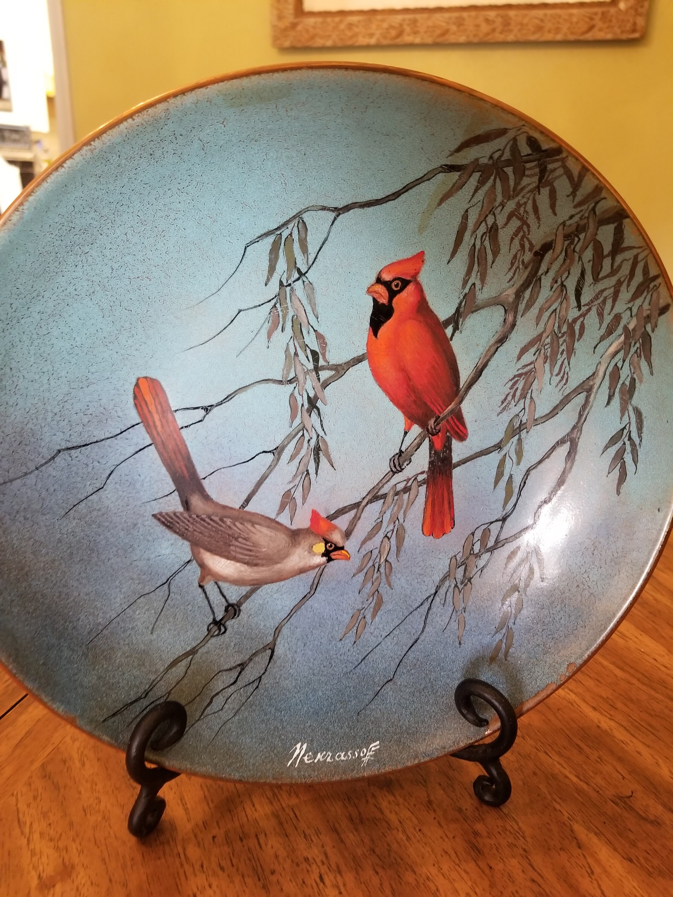 Vintage Signed Serge Nekrassoff Copper and Enamel Cardinal | Etsy