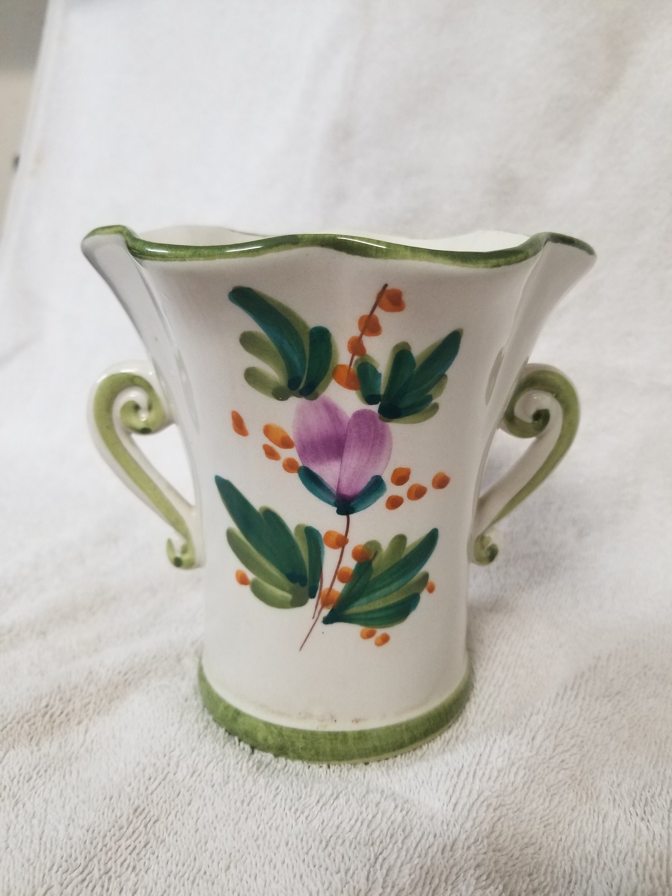 Vintage Italian Ceramic Vase Hand-painted for FTD - Etsy
