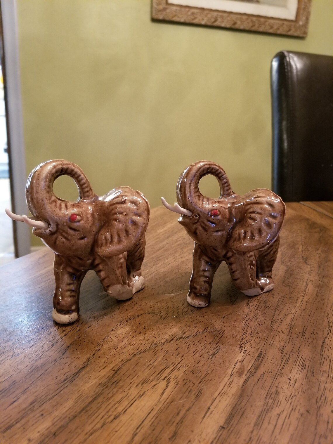 Vintage Pair of Ceramic Elephants With Tusks MEXICO - Etsy