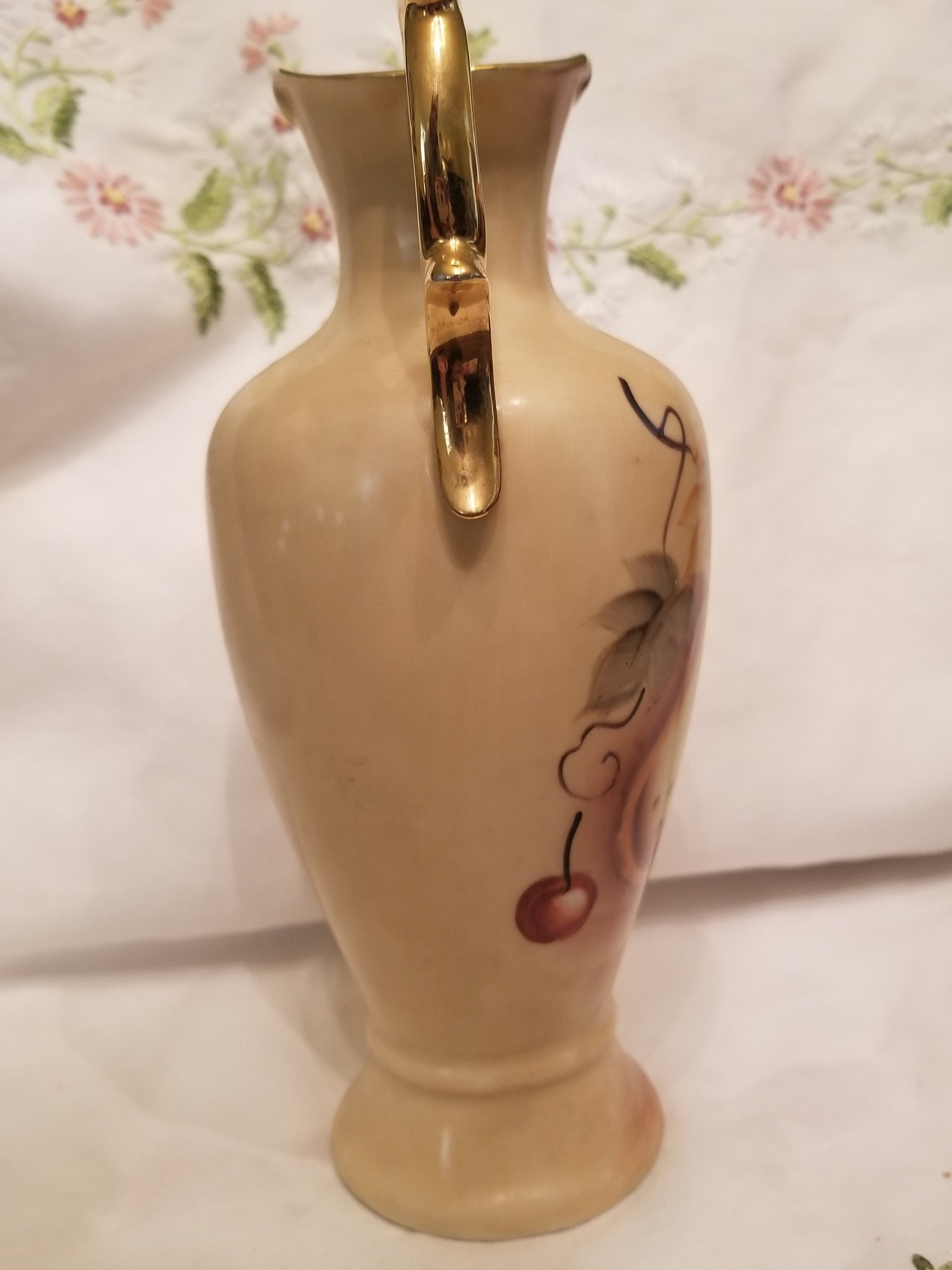 Lefton Brown and Gold Vase With Fruit Motif - Etsy