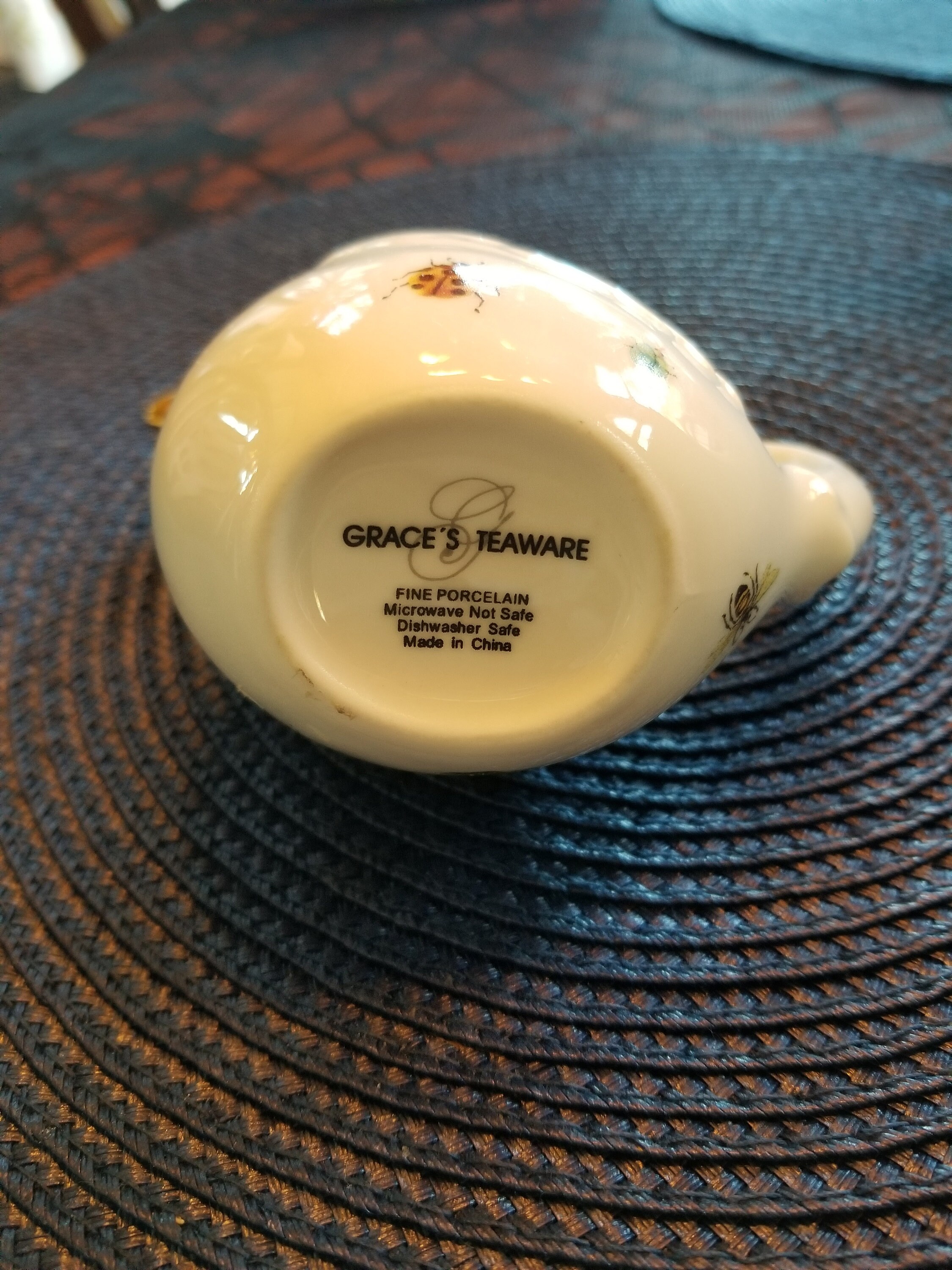 Grace's Teaware Porcelain Rooster Creamer in Gold Accents and Insect ...