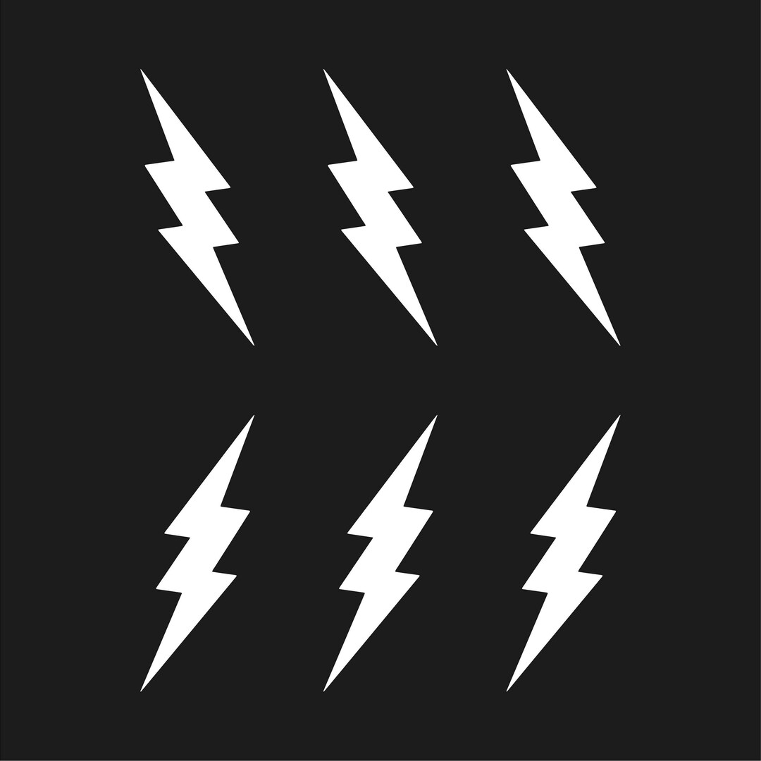 Set of 6 Lightning Bolt Shape Version 2 Vinyl Decal Lightning Shape ...