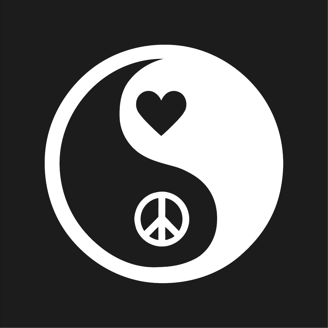 Yin Yang Peace and Heart Decal Sticker Tao Buddha Spiritual Yinyang ...