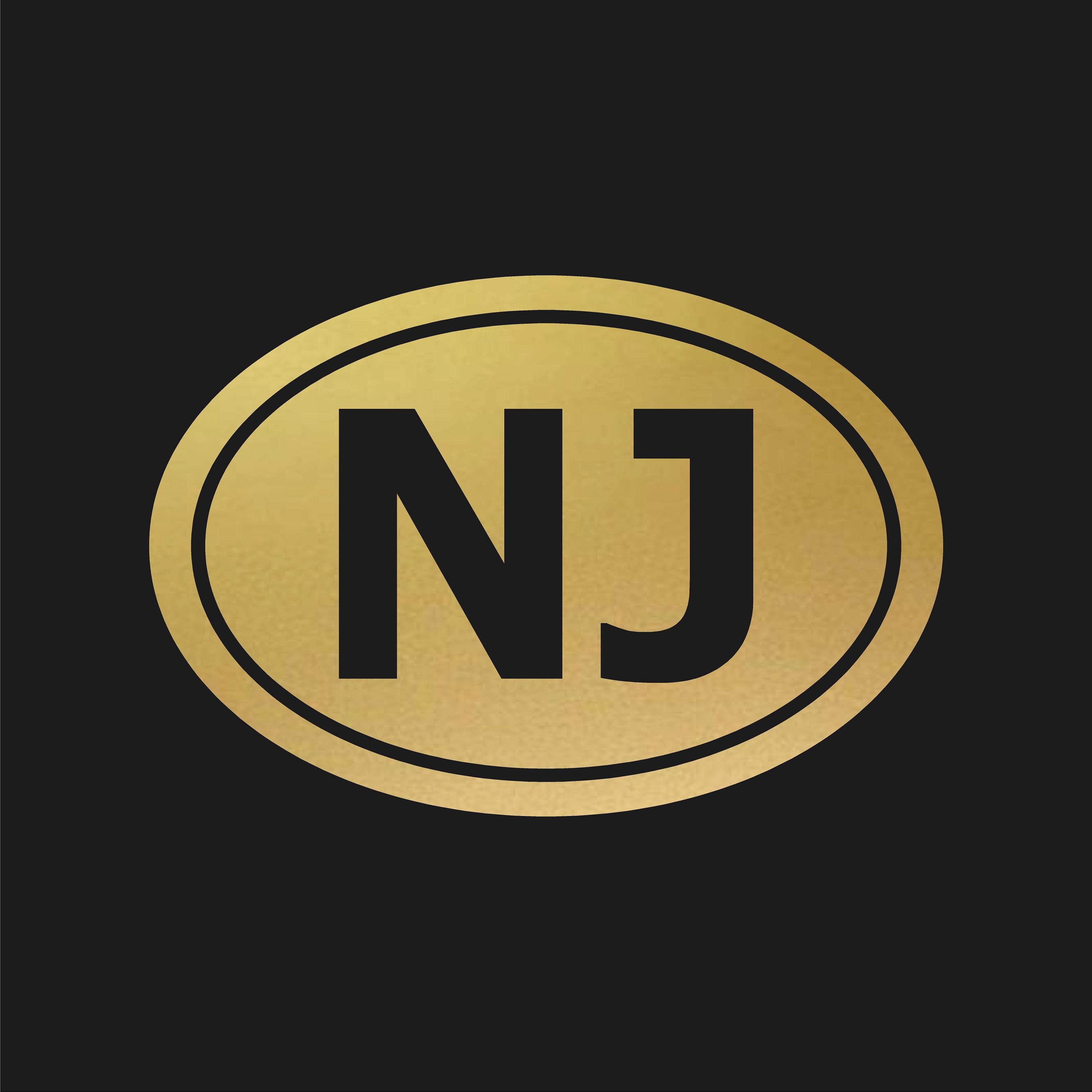 New Jersey NJ Initials Vinyl Decal Window Oval NJ Laptop Sticker - Etsy