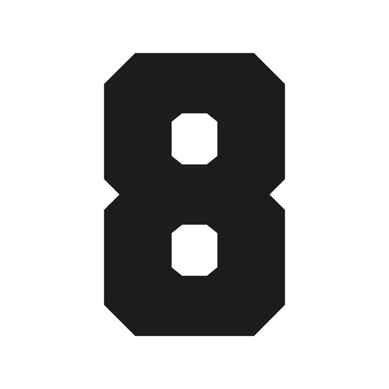 Number Eight Varsity Font Vinyl Decal 8 Bold Sports Team Font Sticker ...