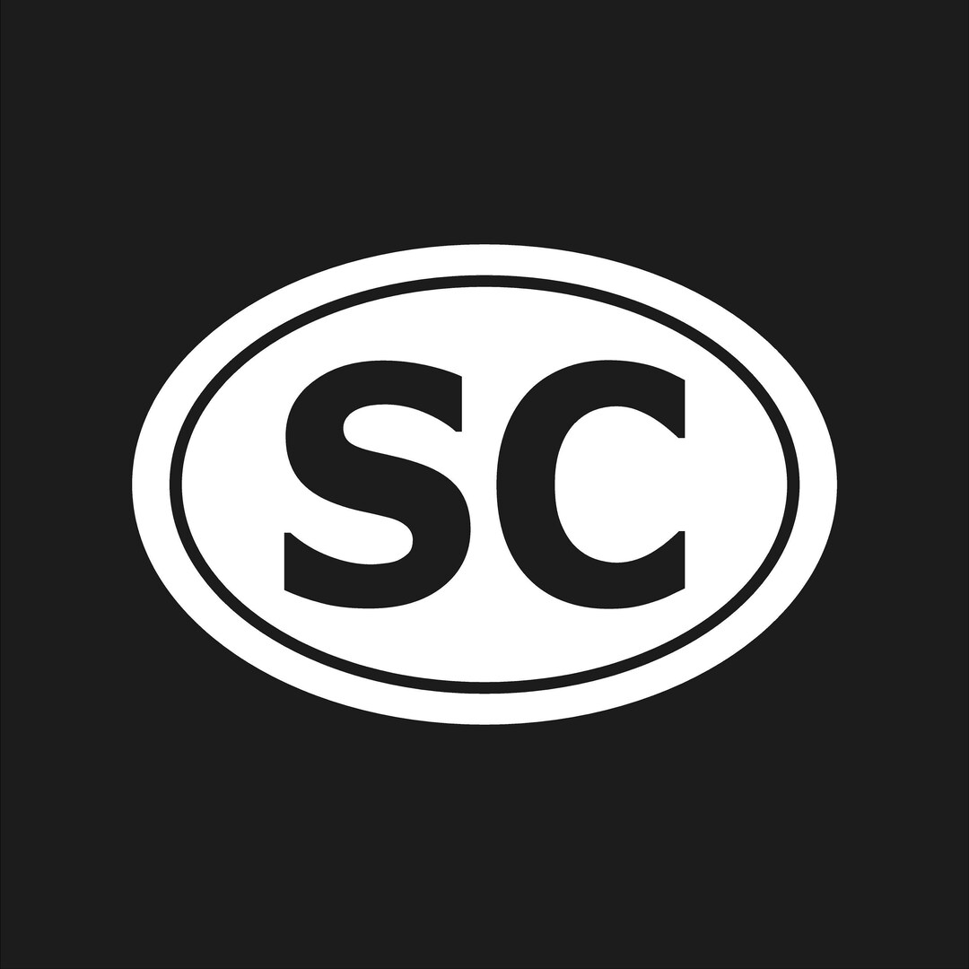 South Carolina SC Initials Vinyl Decal Window Oval SC Laptop Sticker - Etsy
