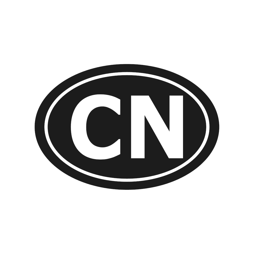 CN China Country Initials Vinyl Decal Window Oval CN Sticker - Etsy