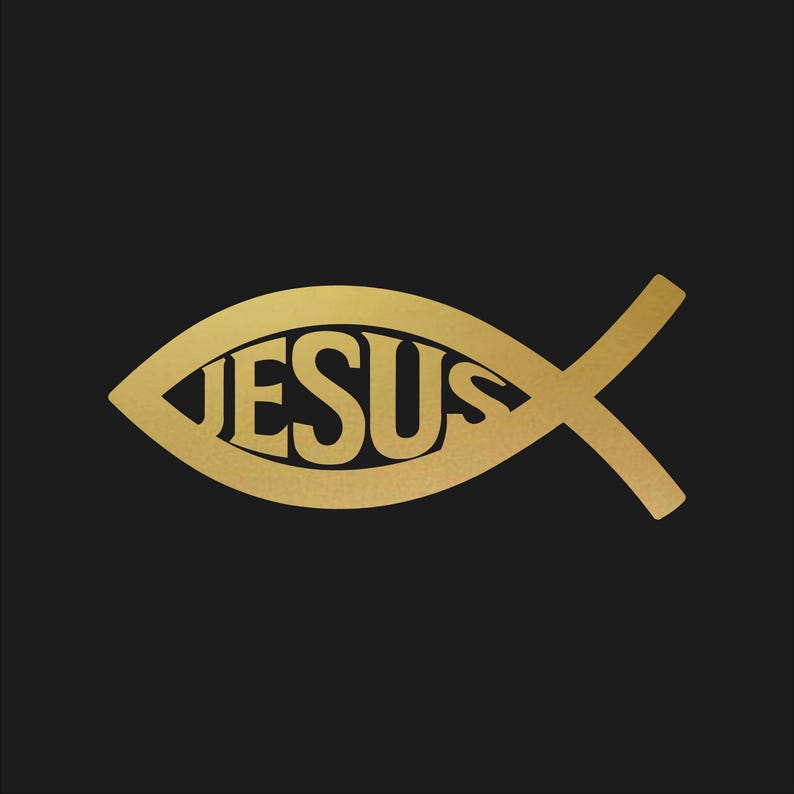 Jesus Fish Lettering Decal Jesus Sticker Christian Fish Symbol Car ...