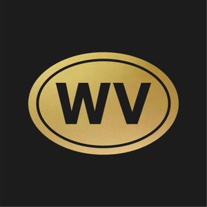 West Virginia WV Initials Vinyl Decal Window Oval WV Laptop Sticker - Etsy