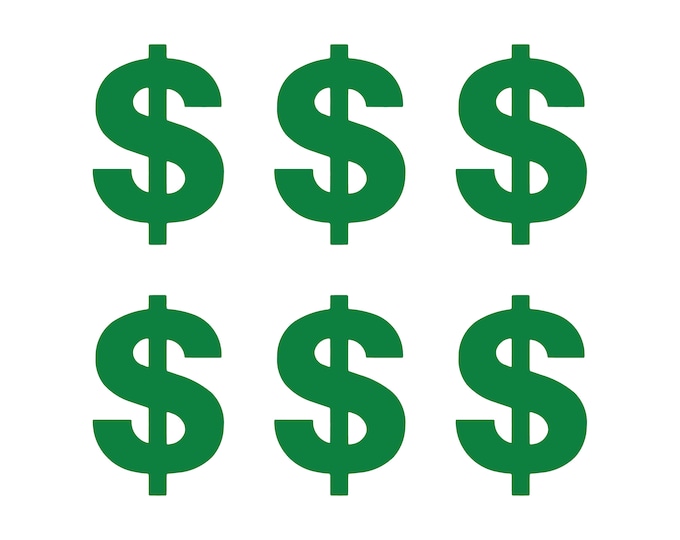 Dollar Sign Vinyl Decal Sticker Set of 6 - Etsy