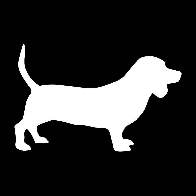 Basset Hound Vinyl Decal Car Window Laptop Hush Puppy Dog Silhouette ...