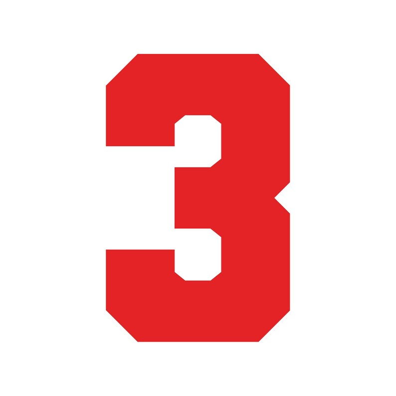 Number Three Varsity Font Vinyl Decal 3 Bold Sports Team Font Sticker ...